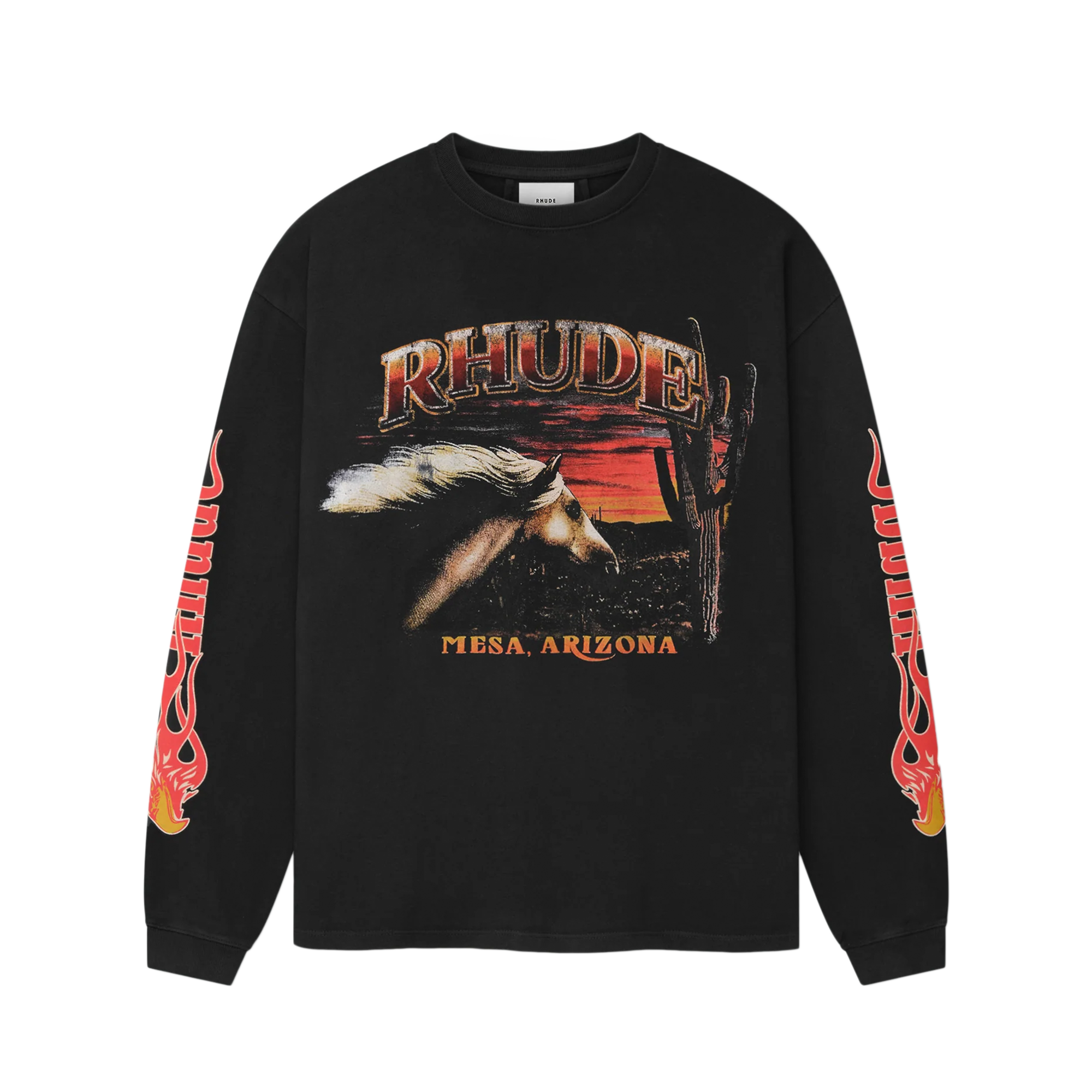 R H U D E Mesa Stallion Long Sleeve Tee Vintage Black/Red/Yellow – Laced