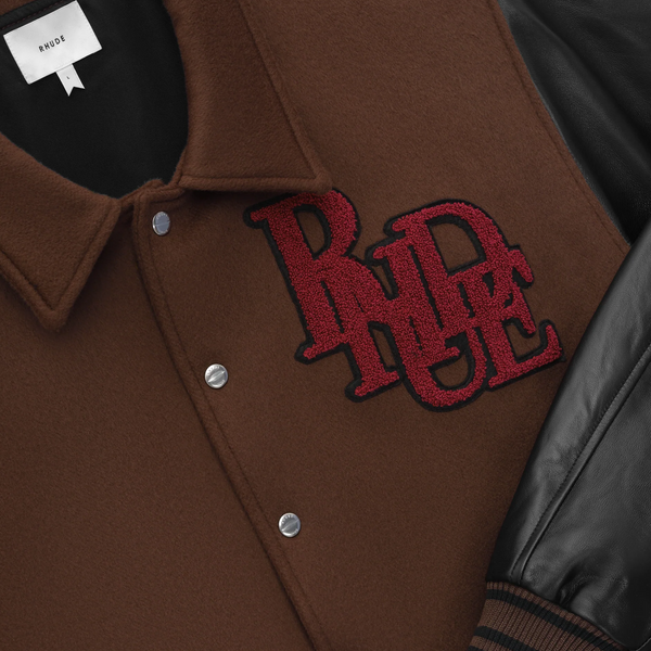 R H U D E Duck Varsity Jacket Brown – Laced