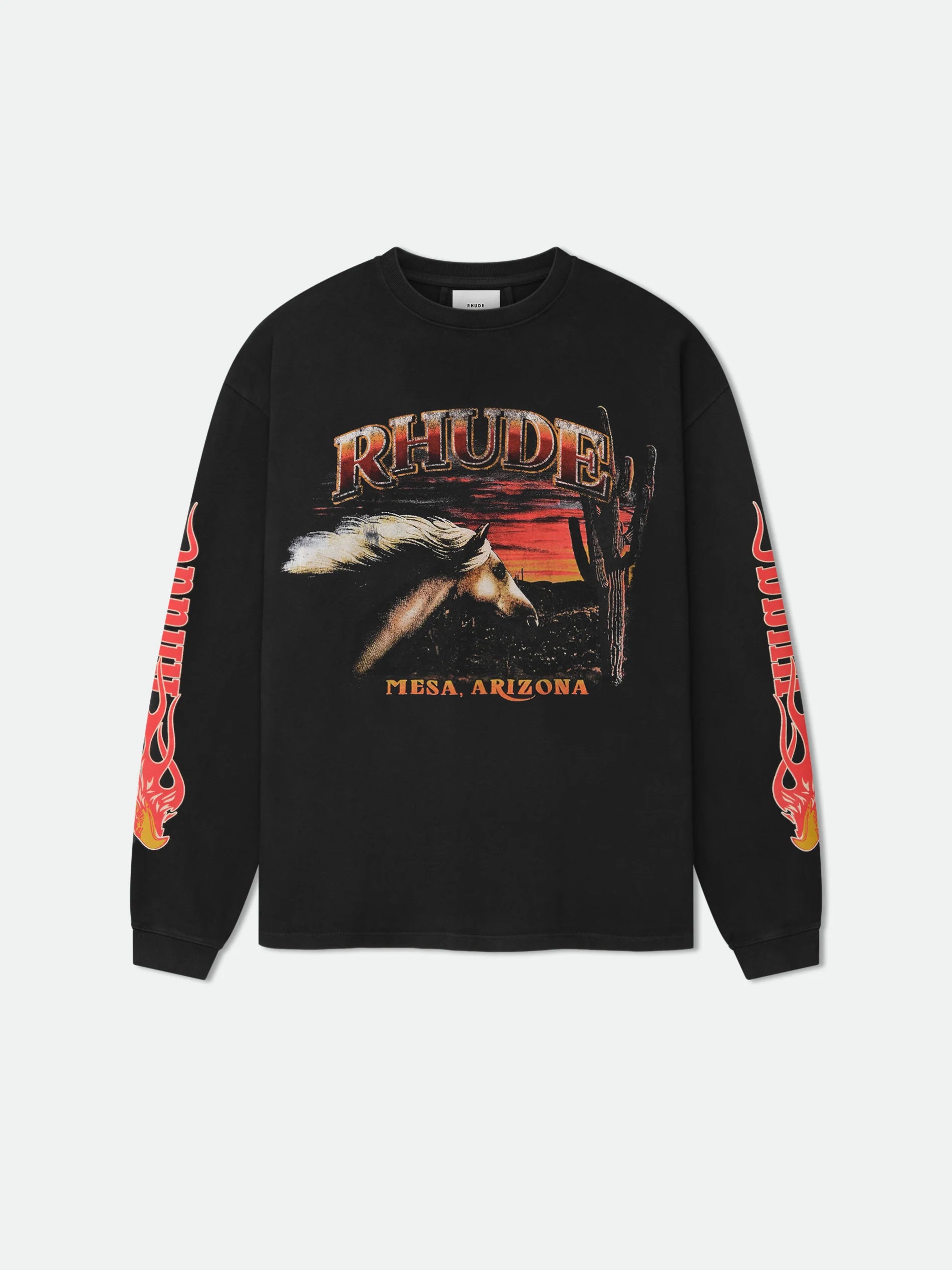 R H U D E Mesa Stallion Long Sleeve Tee Vintage Black/Red/Yellow – Laced